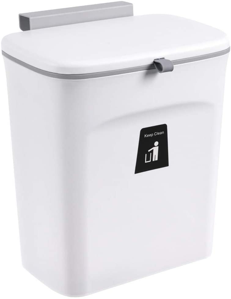 Hanging Waste Bin Container with Slide Lid Kitchen Trash Can for Cabin ...